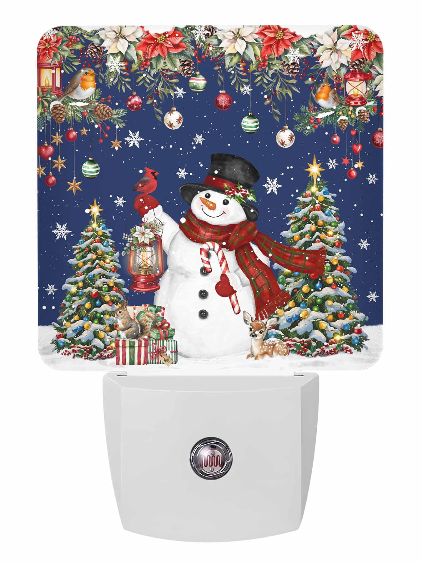 Christmas Night Lights Auto Sensor Snowman Pine Tree Plug-in LED ...