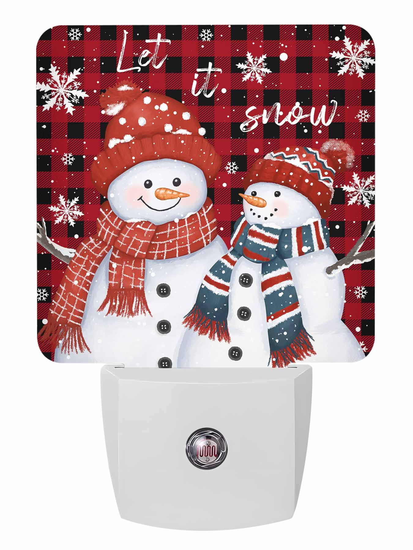 Christmas Night Lights Auto Sensor Snowman Snowflake Plug-in LED ...