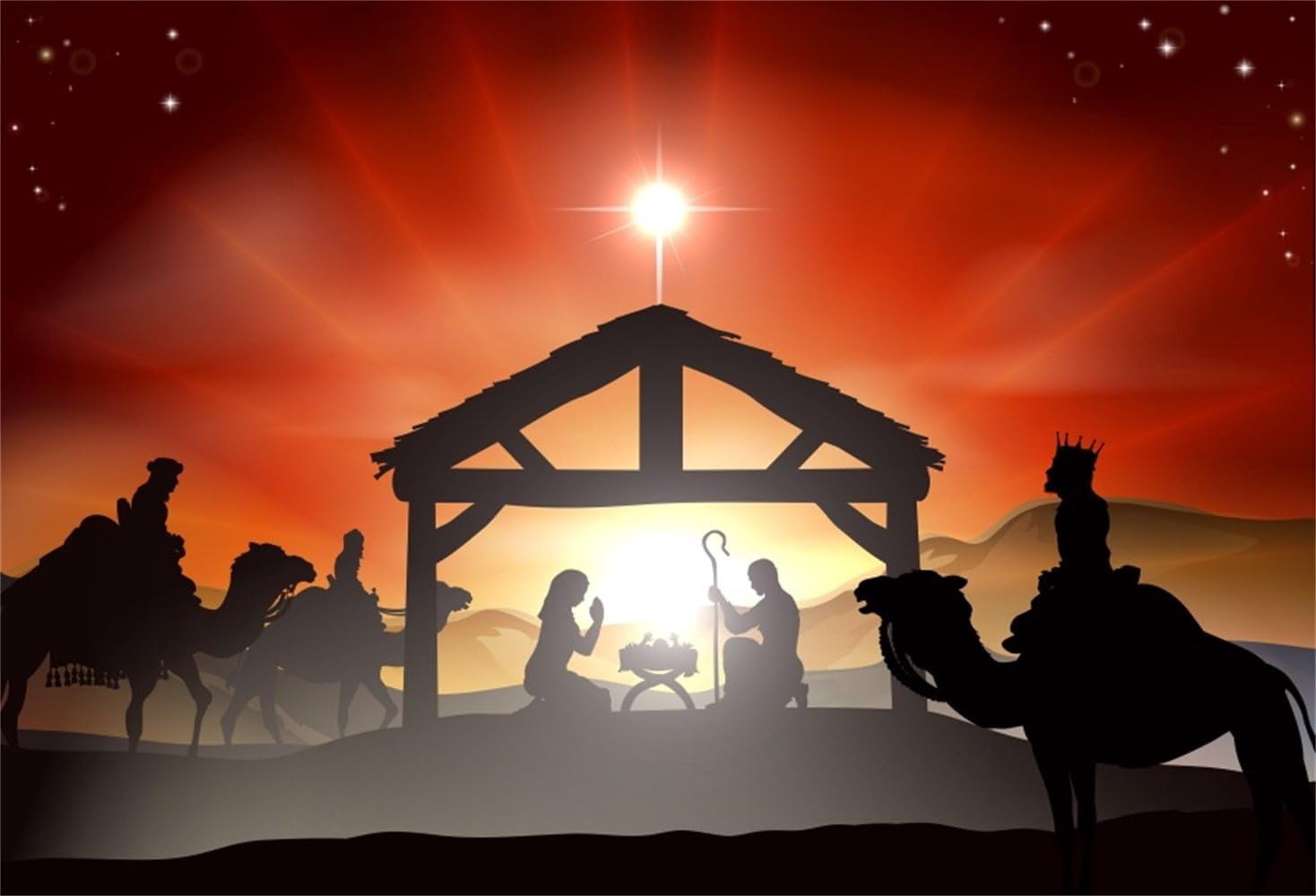Christmas Night Manger Photography Background Jesus Christ Nativity Sce ...