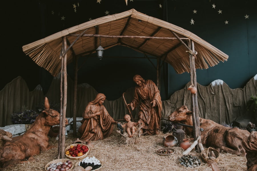 Christmas Night Nativity Scene Backdrop Birth Of Jesus Merry Xmas Party ...