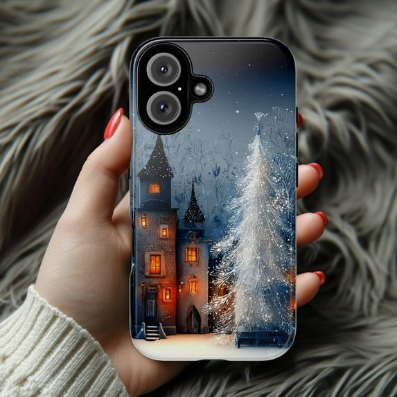 Christmas Night Phone Case Snowy Winter Scene iPhone 17 16 15 14 13 12 ...