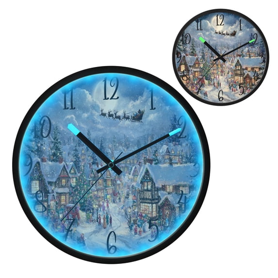 Christmas Night View Luminous Wall Clock with Sound-Activated LED 12 ...