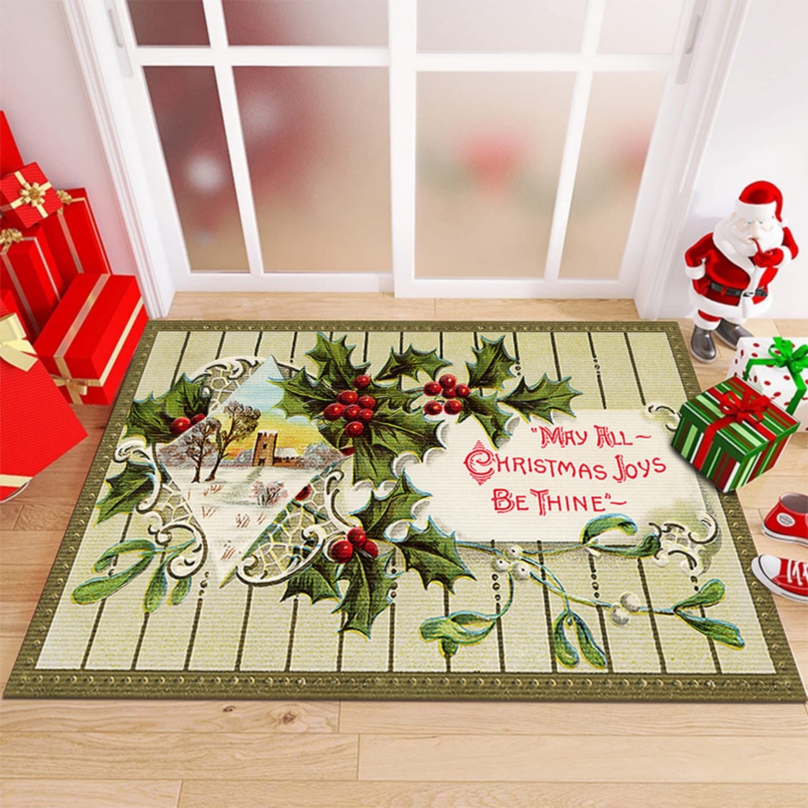 Christmas Non-Slip Kitchen Mat, Absorbent Floor Runner for Entryway ...