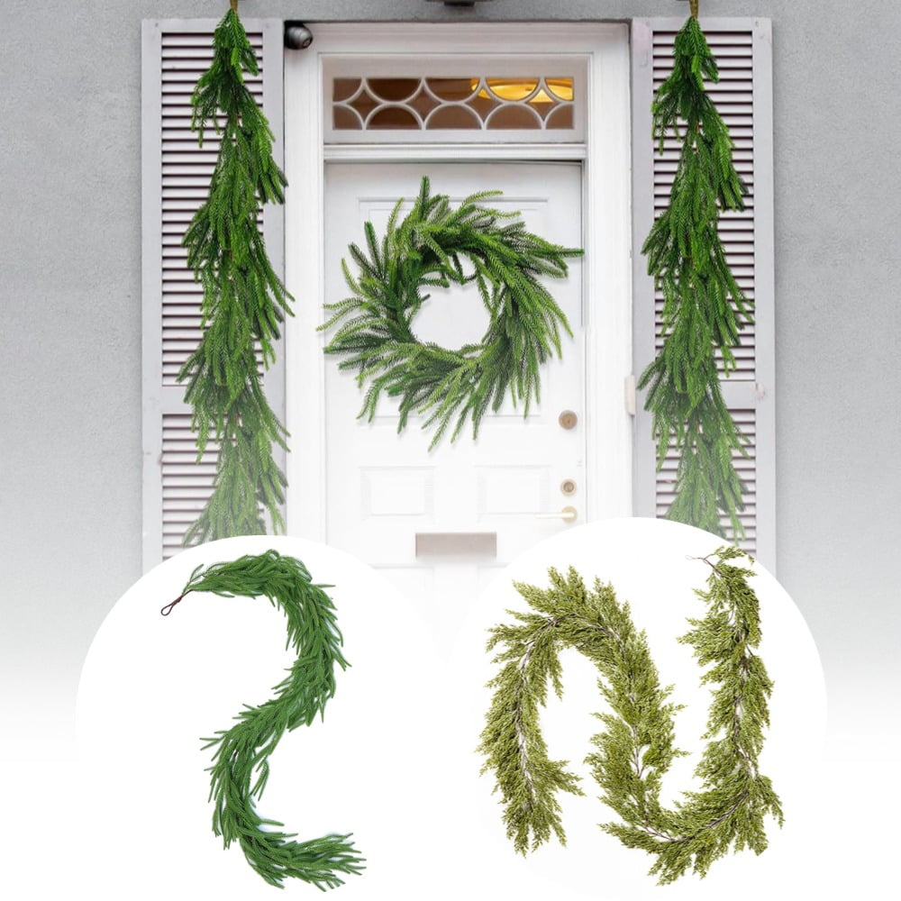 Christmas Norfolk Pine Garland- 9 Ft Dense Real Touch Pine Garland ...