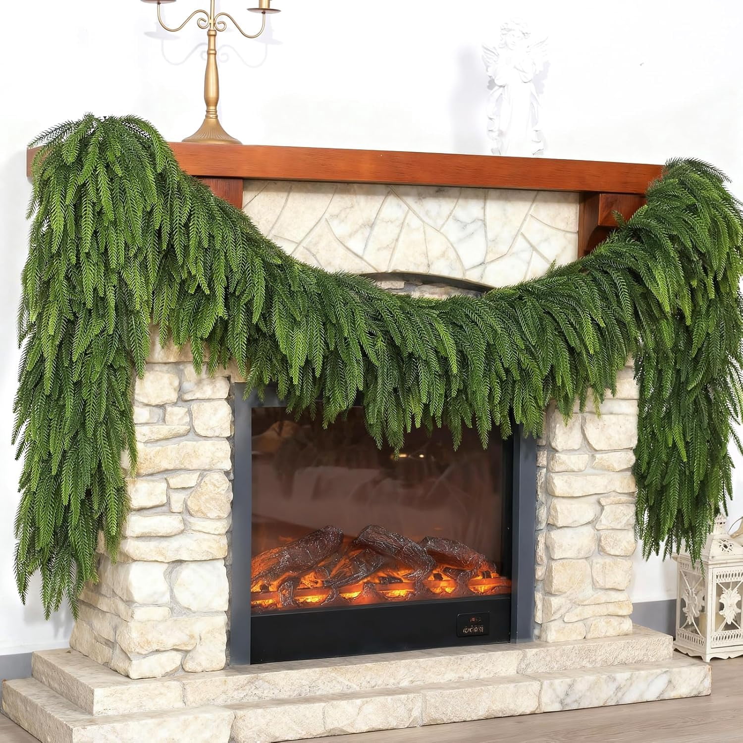 Christmas Norfolk Pine Garlands - 5ft Artificial Garland Faux Green ...