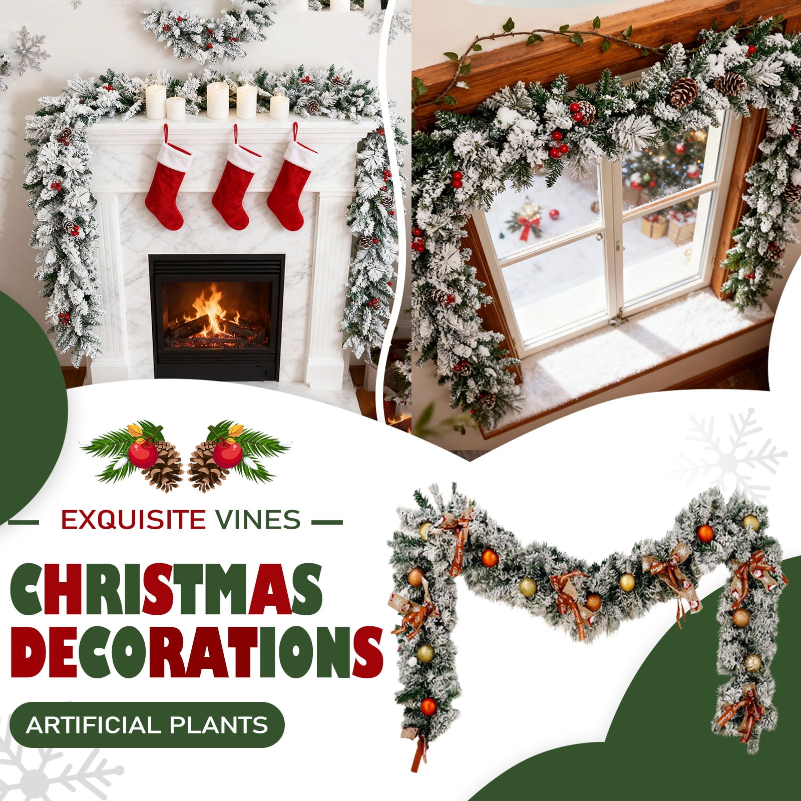 Christmas Norfolk Wreath with PE Soft Rubber Texture Needles and ...