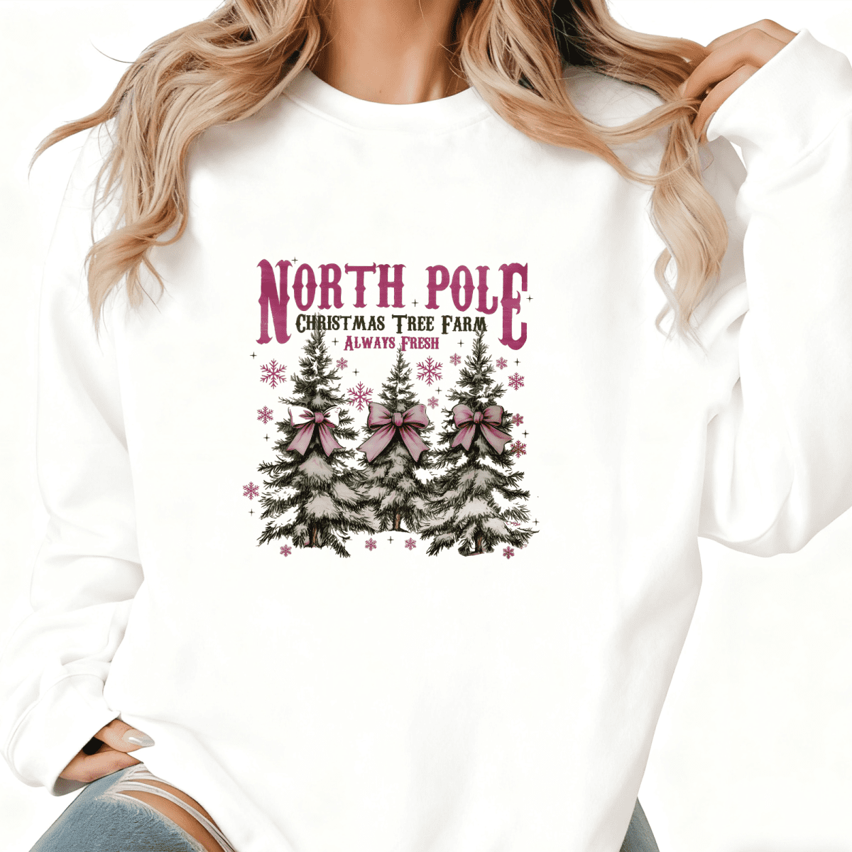 Christmas North Pole Tree Farm Sweatshirt - Always Fresh Design Print ...