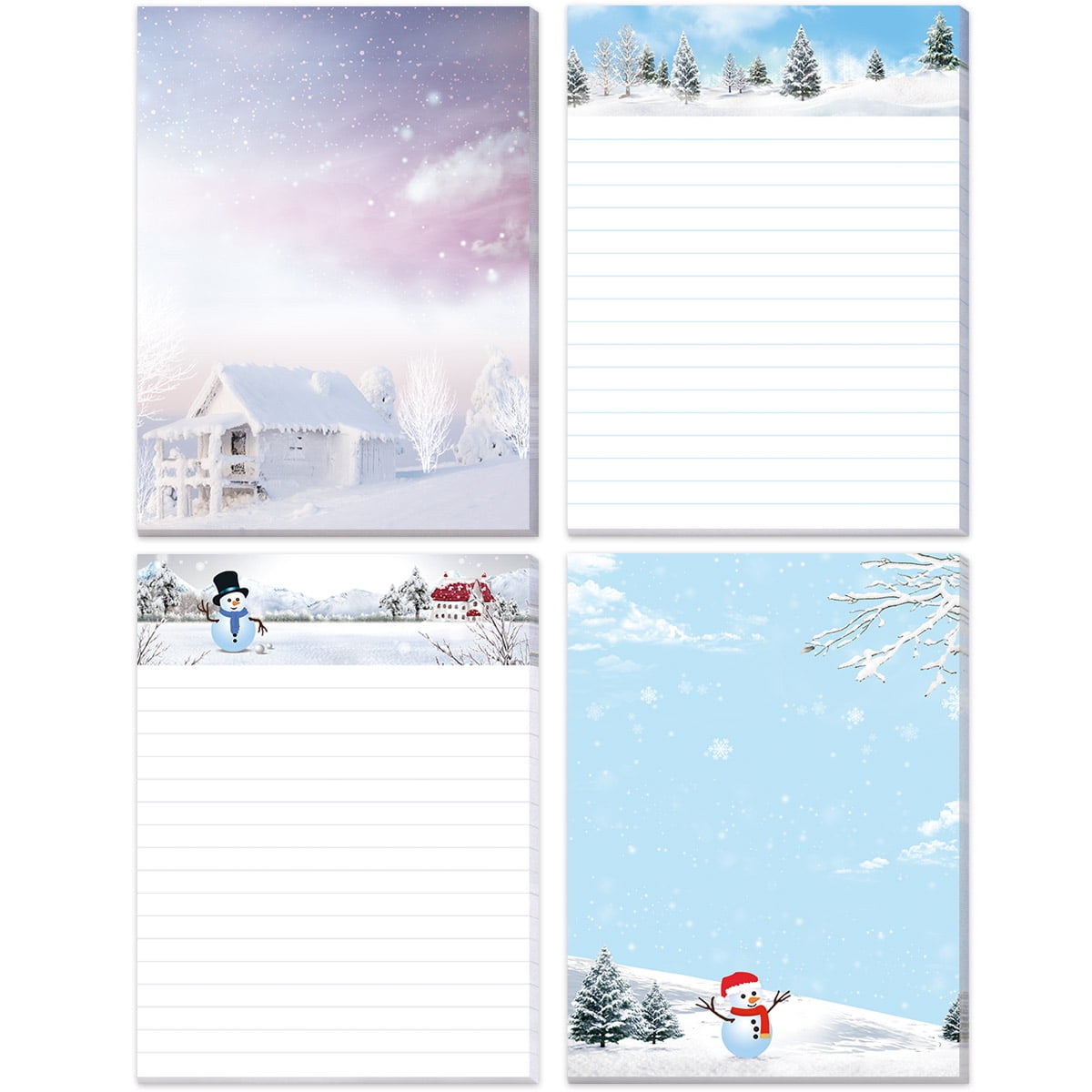 Fancy Land Holiday Notepads, Winter Theme, Writing Pads, 50 Sheets, 4.1 ...