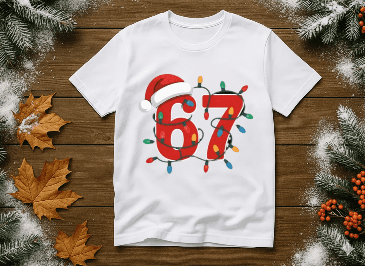 Christmas Number 67 Meme Funny Gen Alpha Slang Humor Unisex T-Shirt, up ...