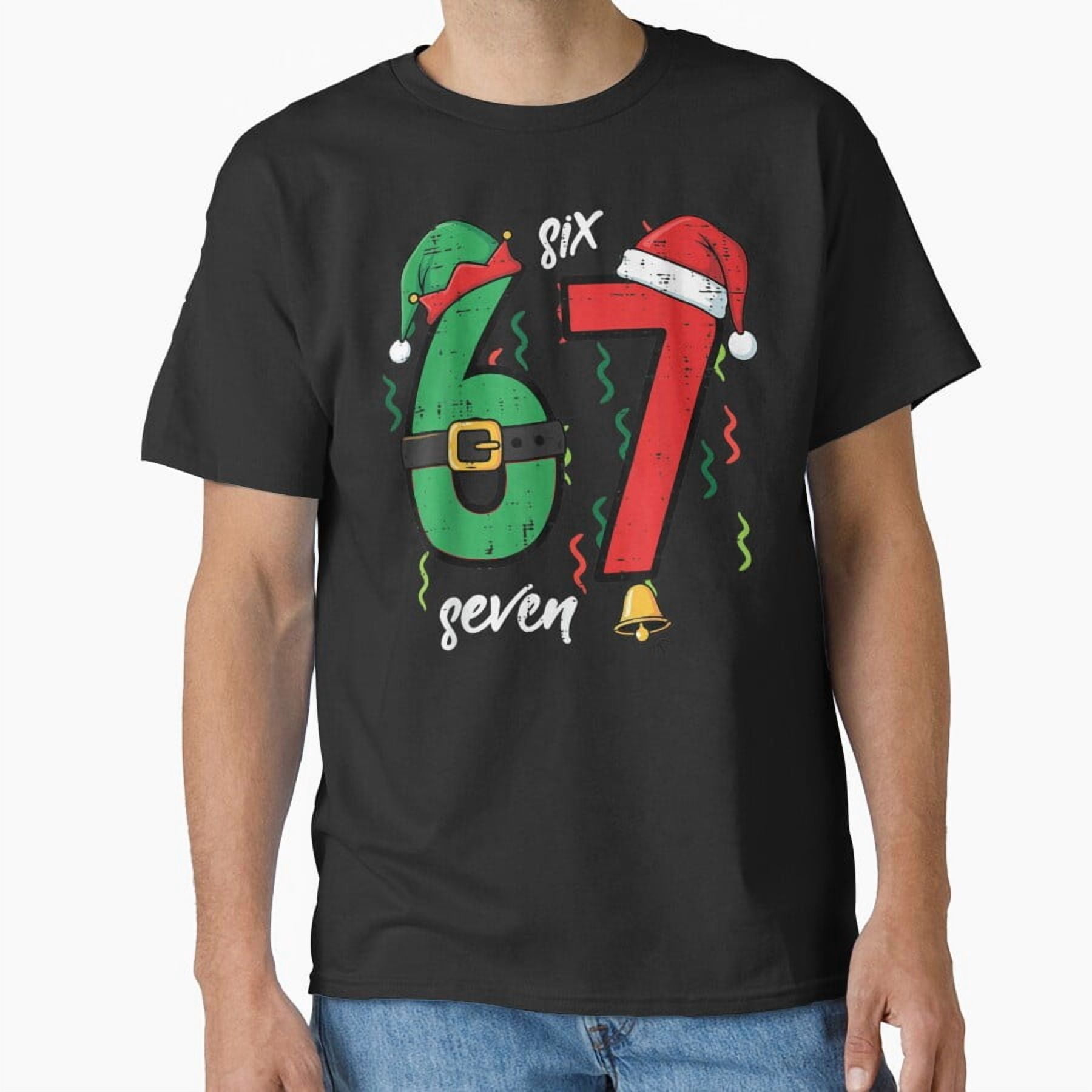 Christmas Numbers Six Seven With Elf Hat St Nick Cap Holiday Unisex T ...