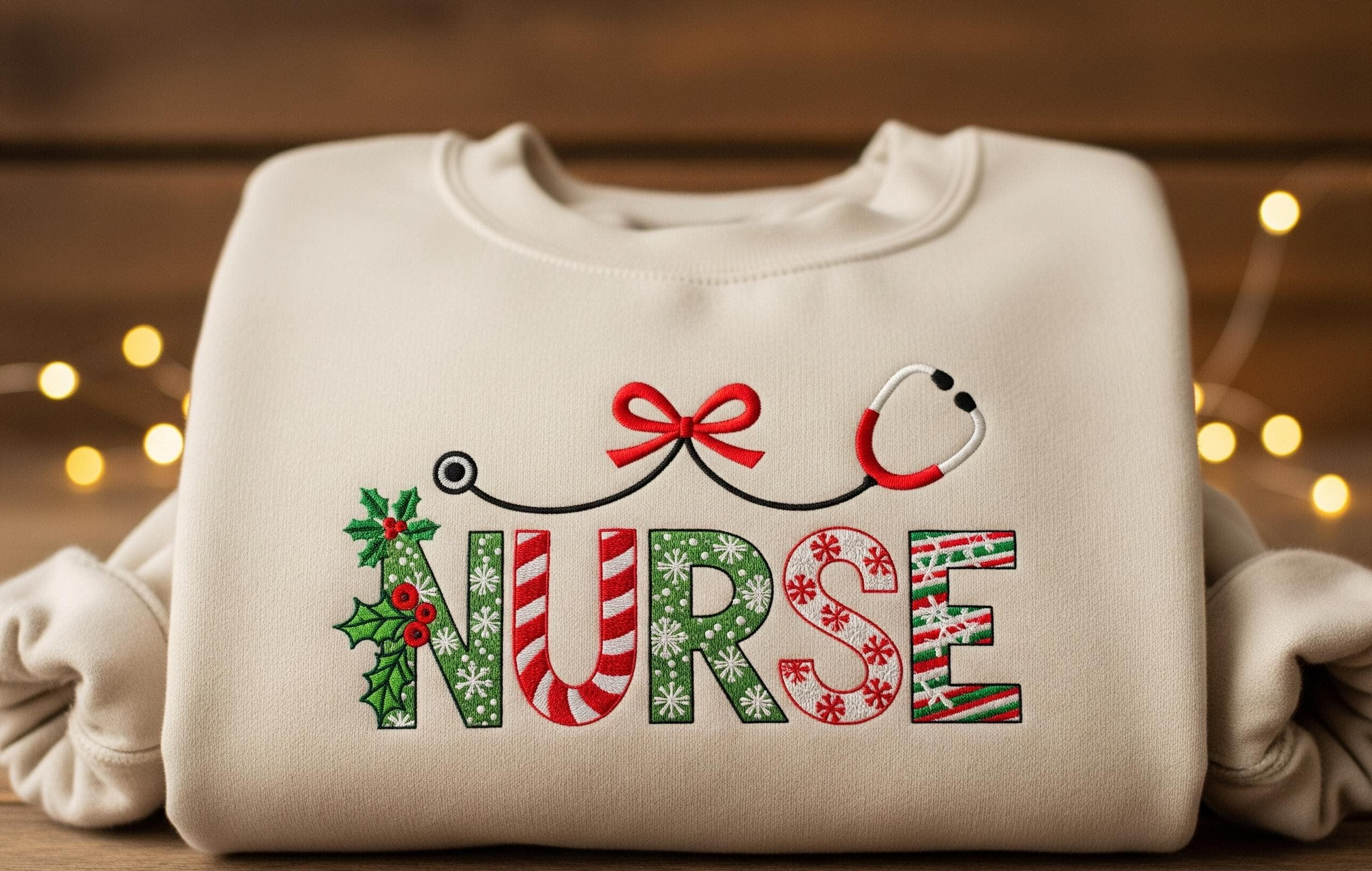Christmas Nurse Embroidered Sweatshirt, Holiday Nurse Crewneck with ...
