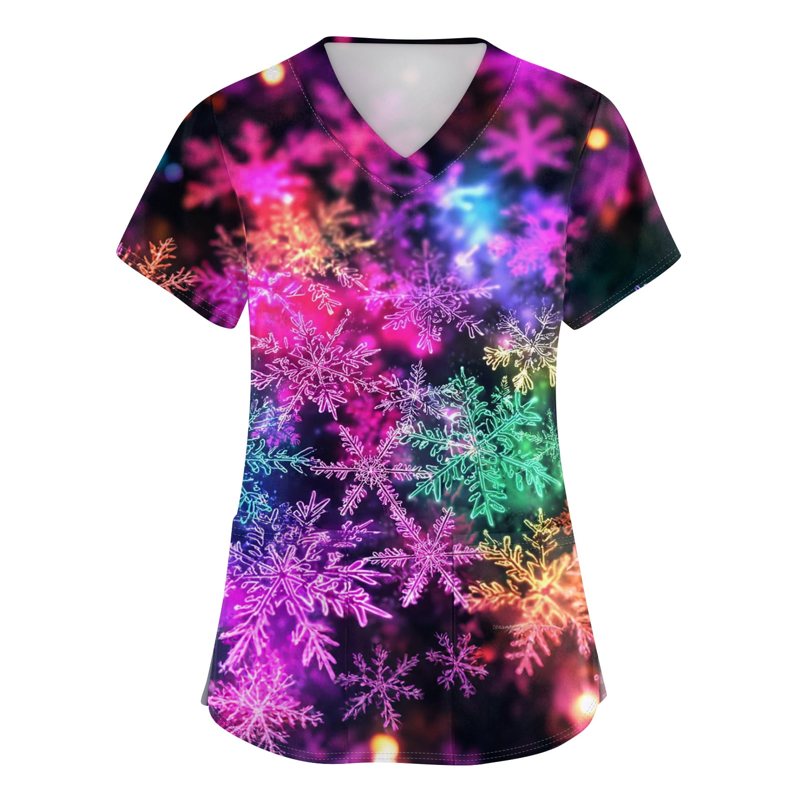Christmas Nurse Scrubs for Women V-Neck Snowman Short Sleeve Working ...