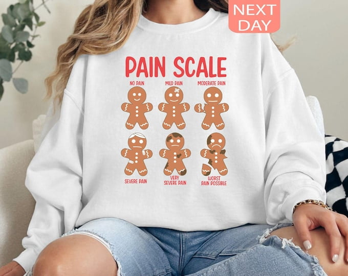 Christmas Nurse Sweatshirt, Pain Scale Holiday Nurse Sweatshirt, Rn ...