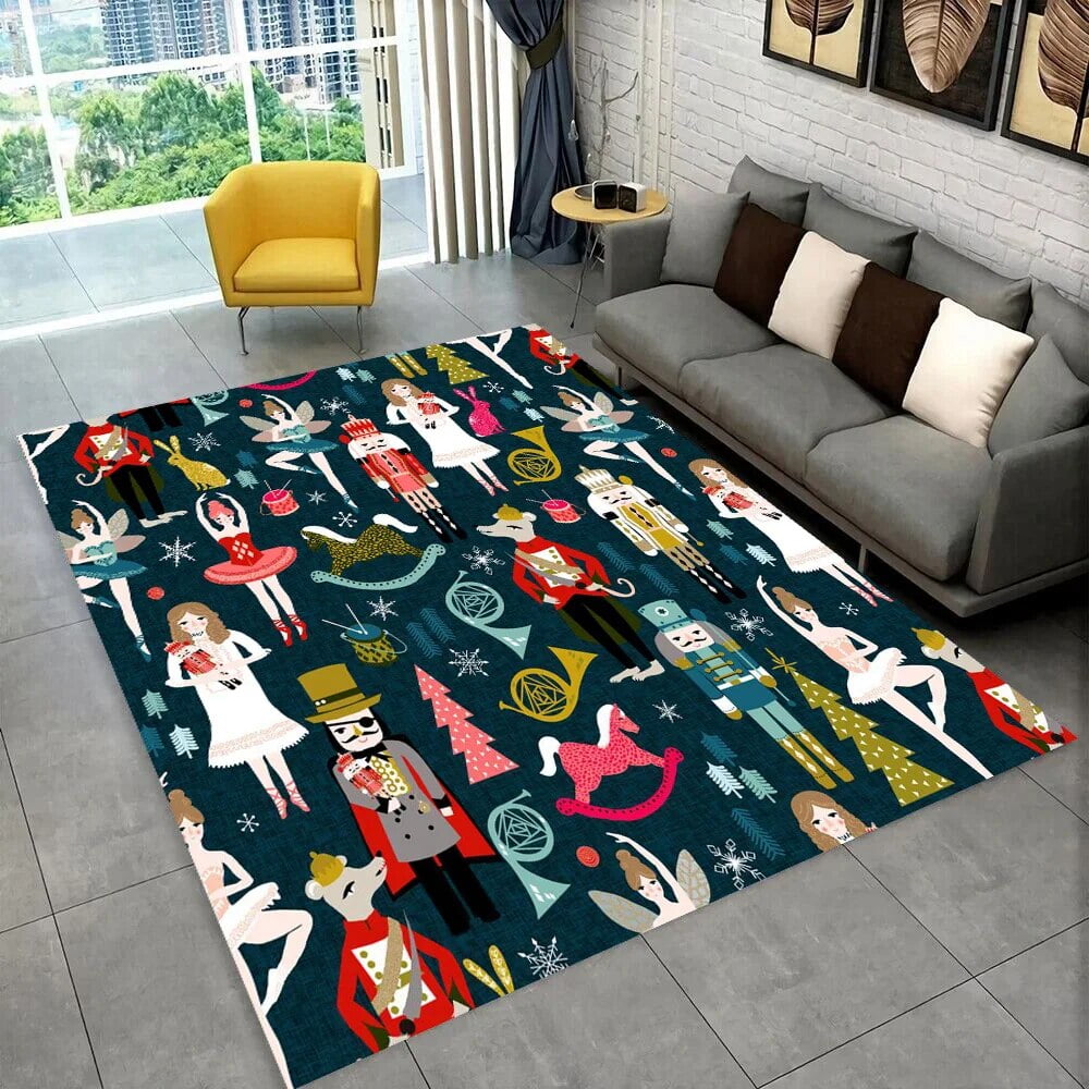 Christmas Nutcracker Carpet for Living Room Decor Sofa Table Large Area ...