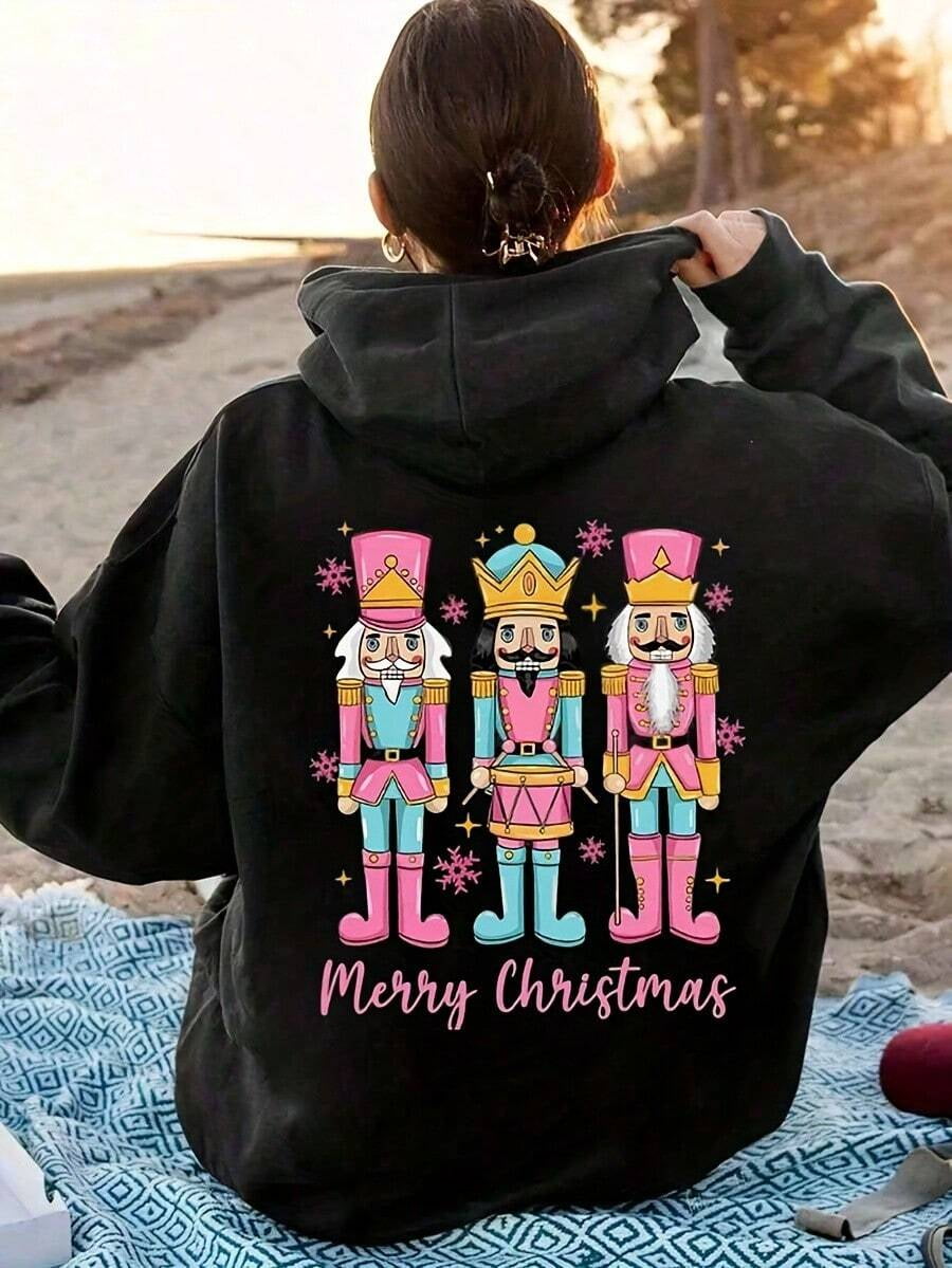 Christmas Nutcracker Design Women's Hoodie Soft Cotton Pullover ...