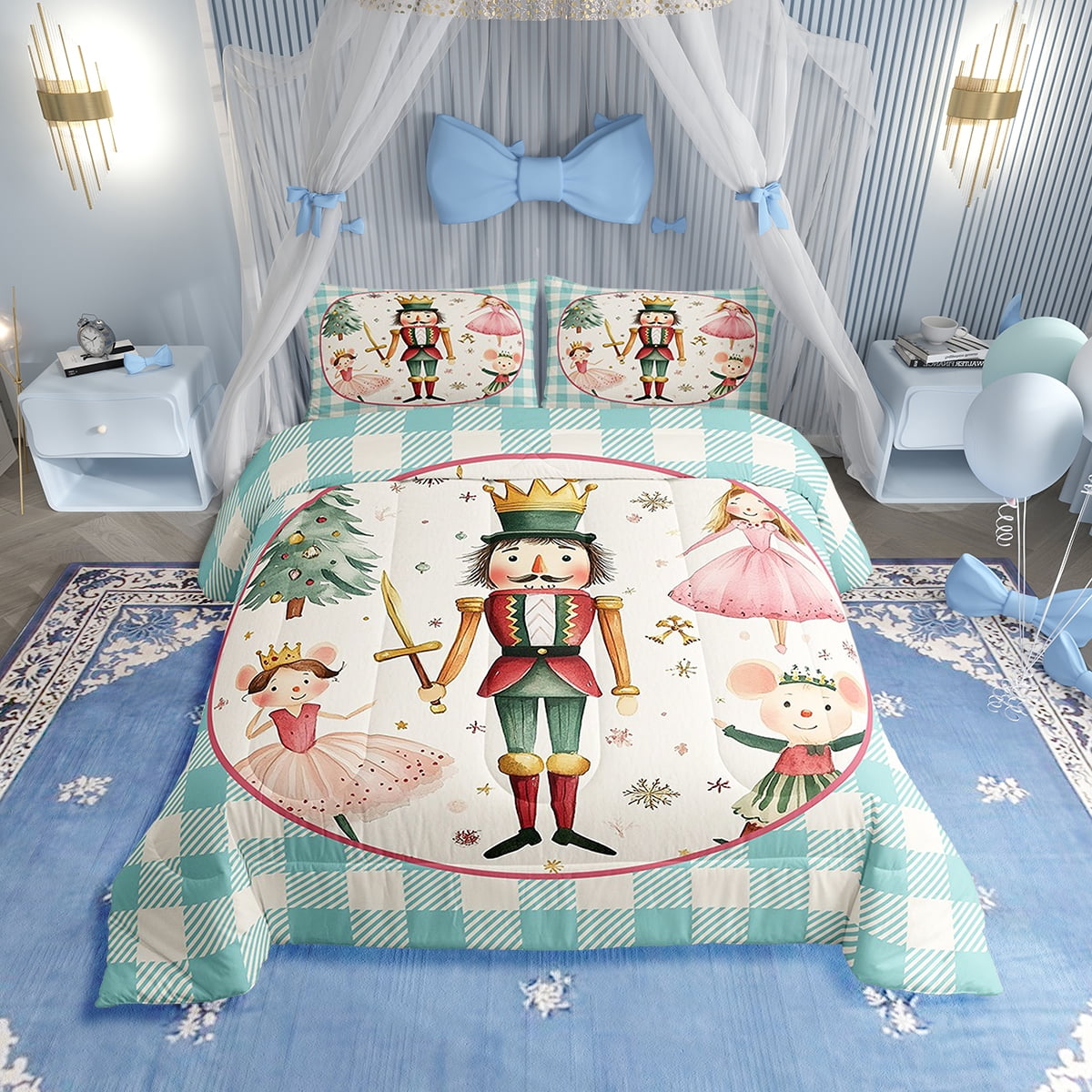 Christmas Nutcracker Quilt Set Twin Cartoon Mouse Soldier Princess ...