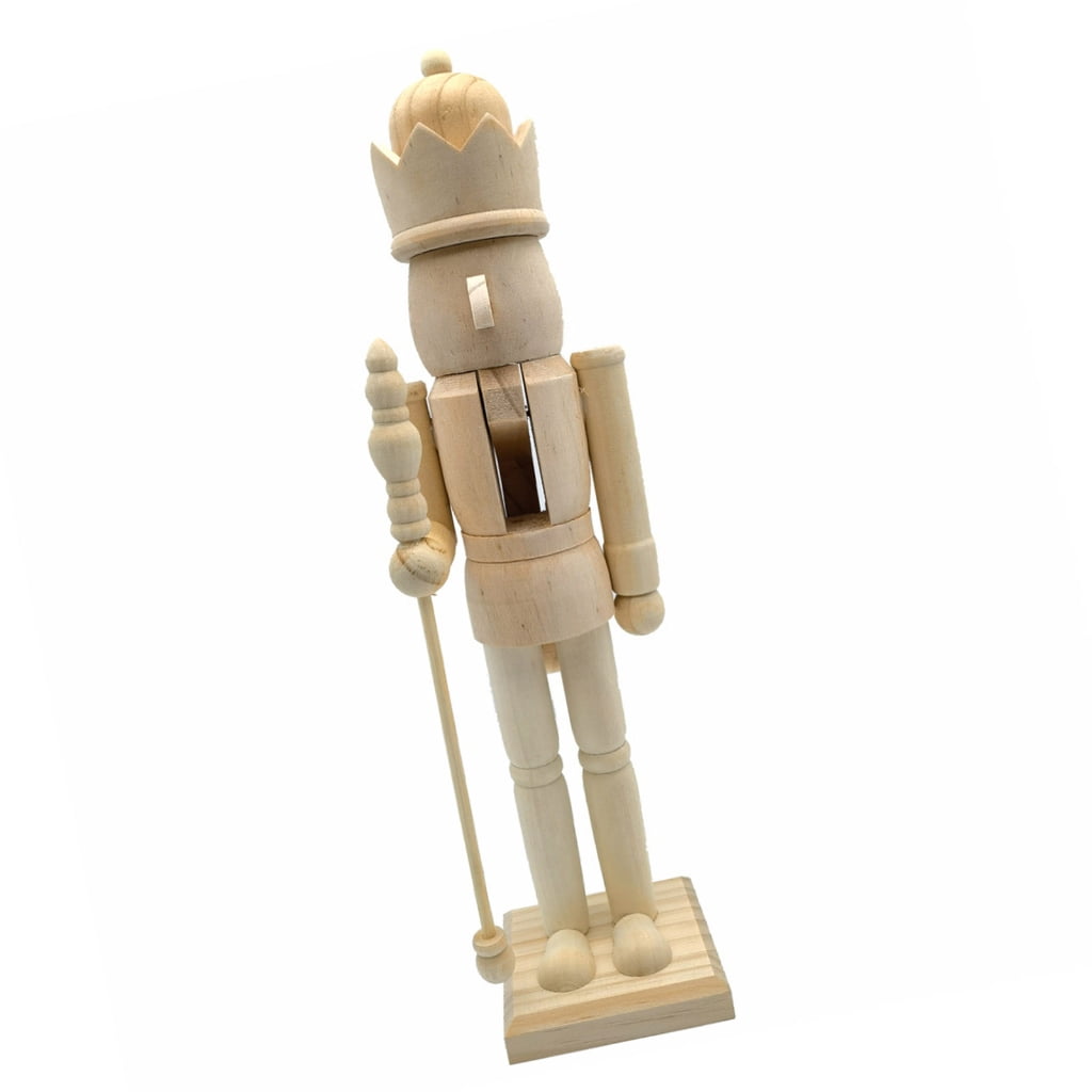Christmas Nutcrackers Soldier Unpainted Wood Walnut Figures Blank Puppet Decors - Walmart.com