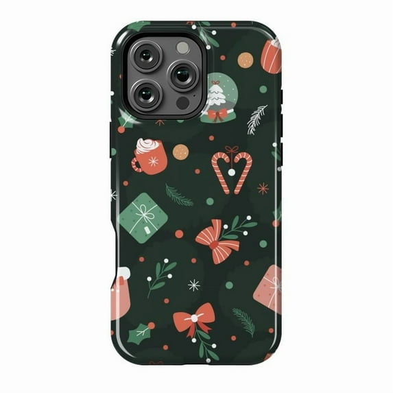 Christmas Objects Festive Pattern Art iPhone Case 17 16 15 14 13 12 11 ...