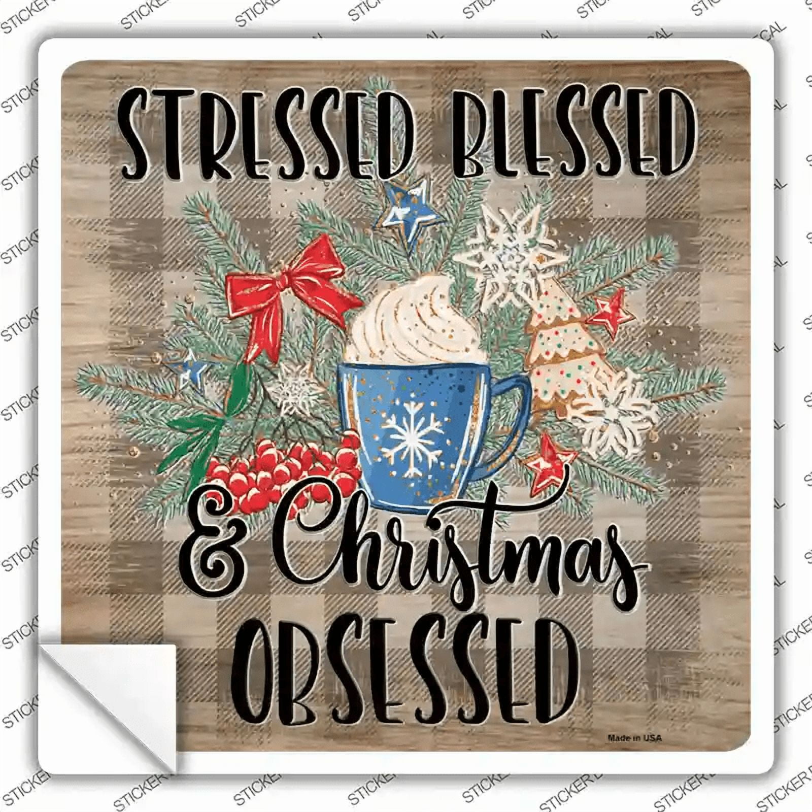 Christmas Obsessed Novelty Square Sticker Decal Small - Walmart.com