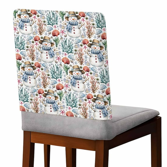 Christmas Ocean Chair Covers Set of 4 Snowman Shell Conch Starfish ...