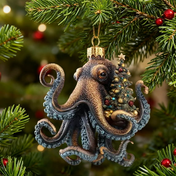 Christmas Octopus Series Hanging Ornament - 8-Arm Sea Themed Holiday ...