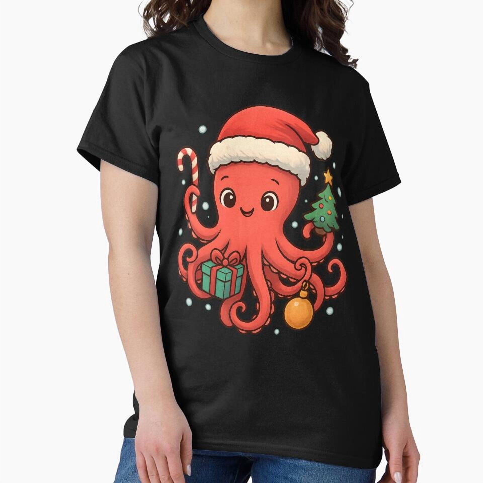 Christmas Octopus Wearing A St. Nick Hat Cute For An Ocean Animal Lover ...