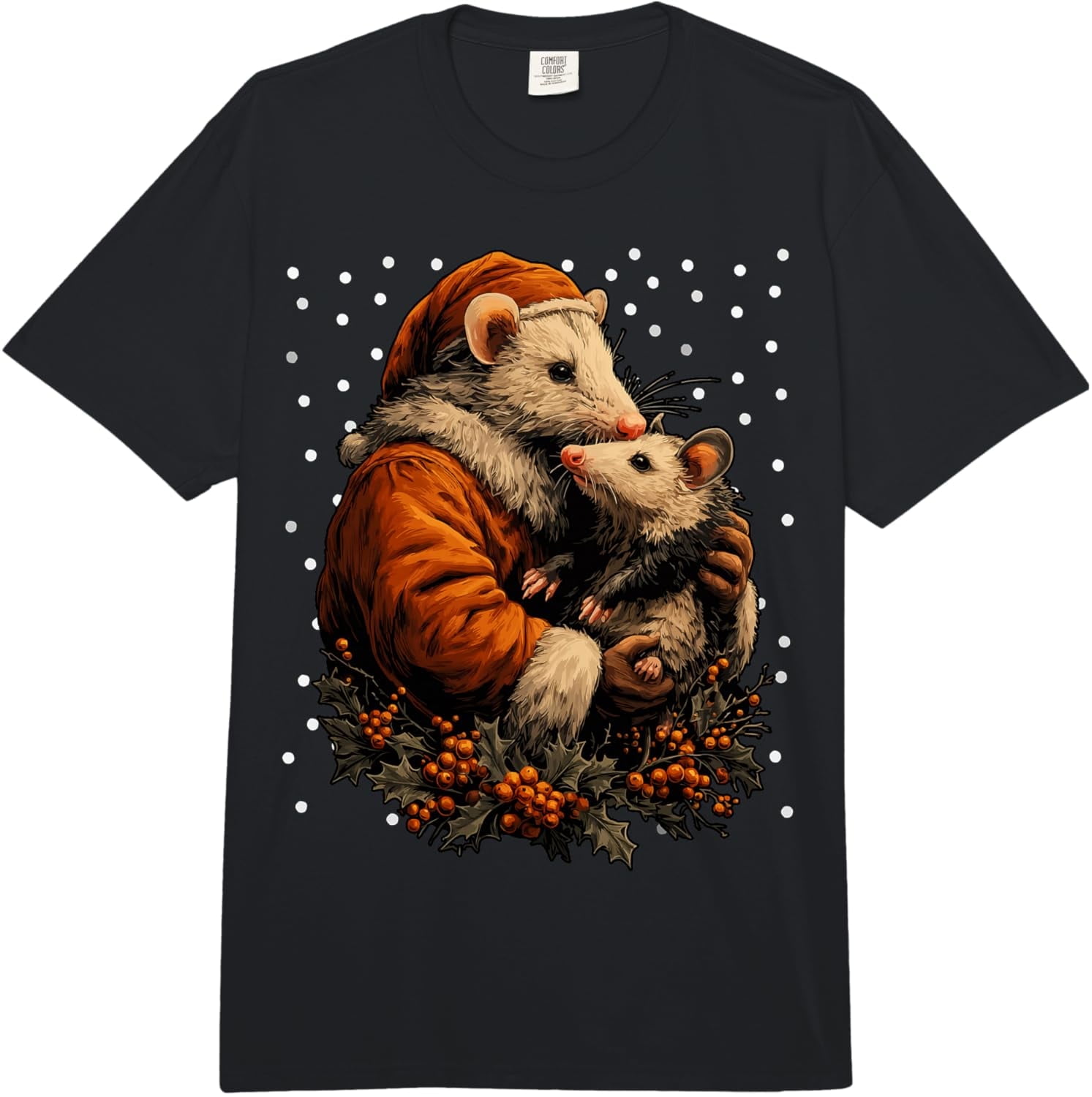 Christmas Opossum with Santa Possum Forest Animal Winter Comfort Colors ...