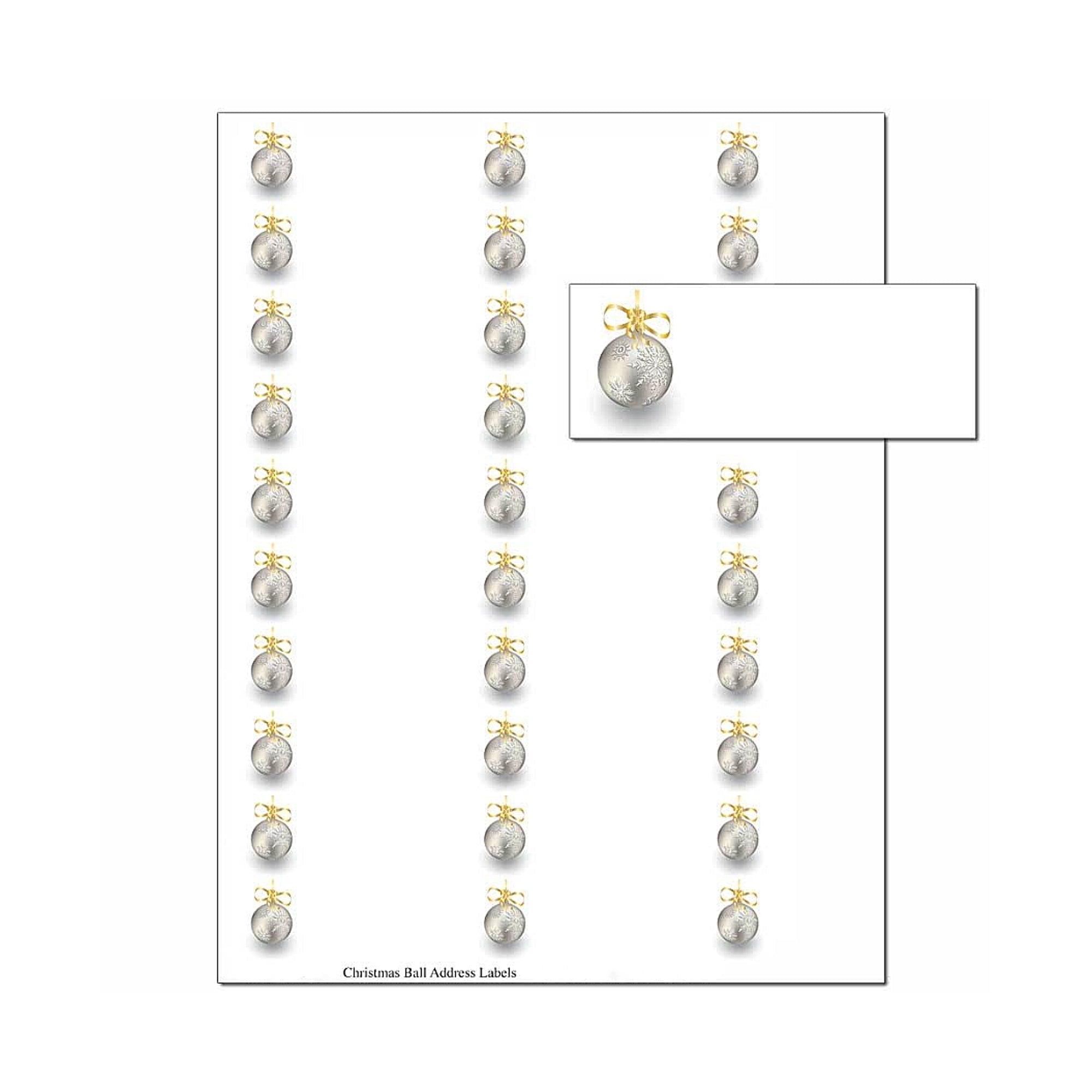 Christmas Ornament 30-Up Address Labels - 5 Sheets/150 Labels Total - 1 ...