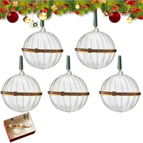 Christmas Ornament Ball, Hinged Christmas Tree Ornament with Ribbon ...