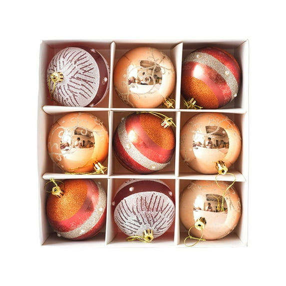 Christmas Ornament Ball Set Of 9 - Painted Plastic Balls In Red, Gold ...