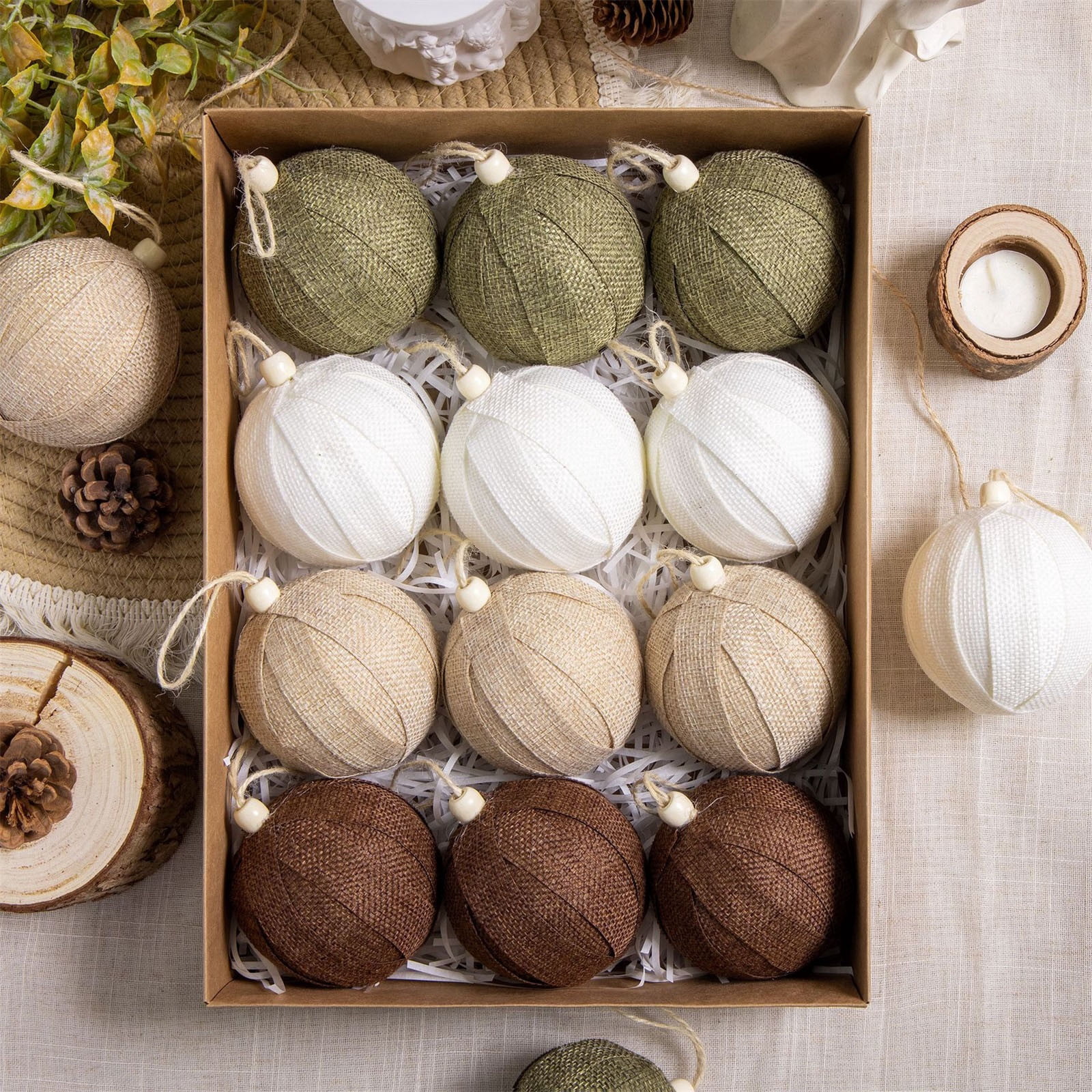 Christmas Ornament Balls, 2026 Xmas Cotton Linen Material Decorative ...