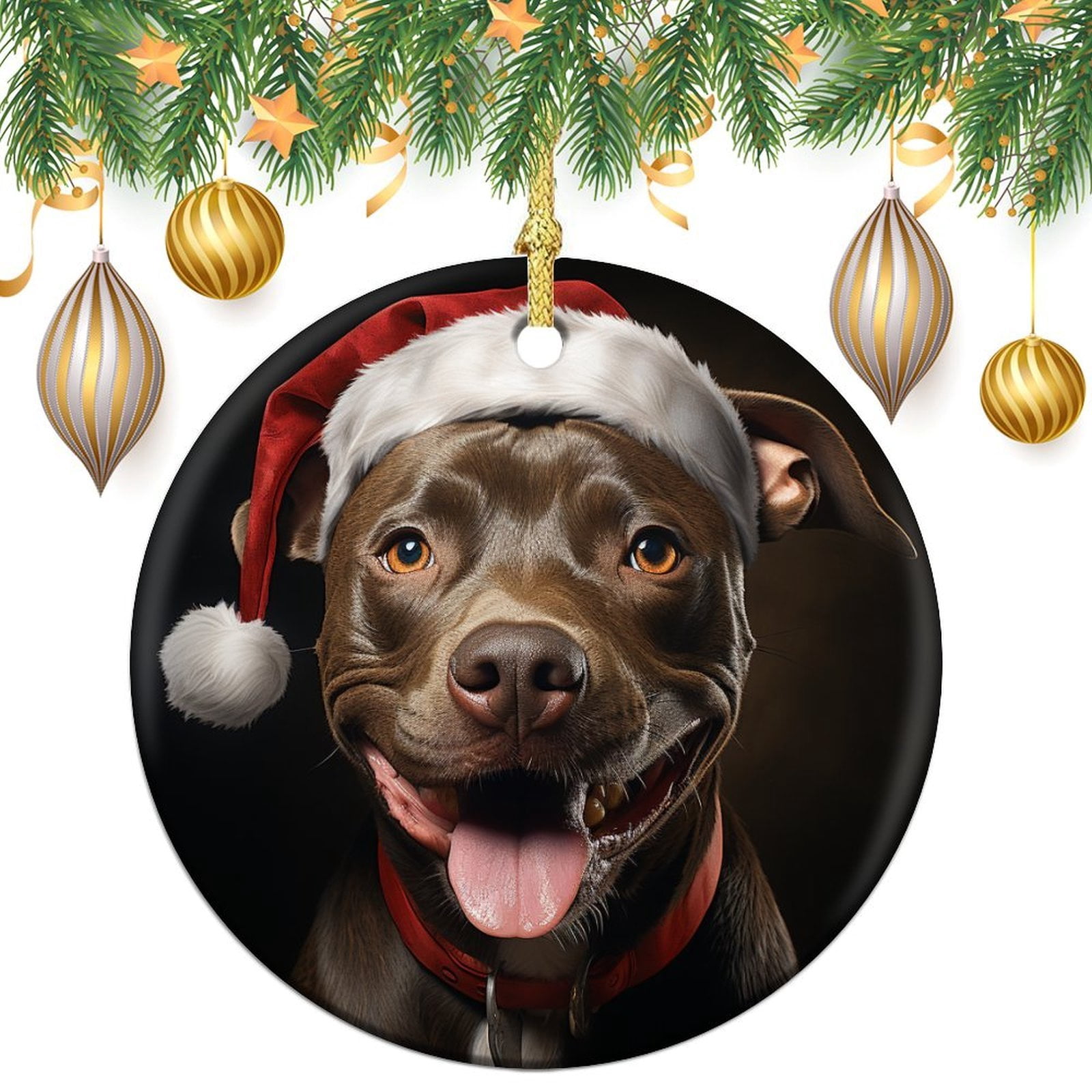 Christmas Ornament Best Dog Double-Sided Printed 3" Ceramic Christmas ...