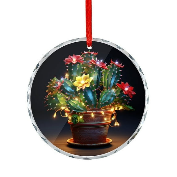Christmas Ornament Christmas Cactus Round Glass Christmas Ornaments ...