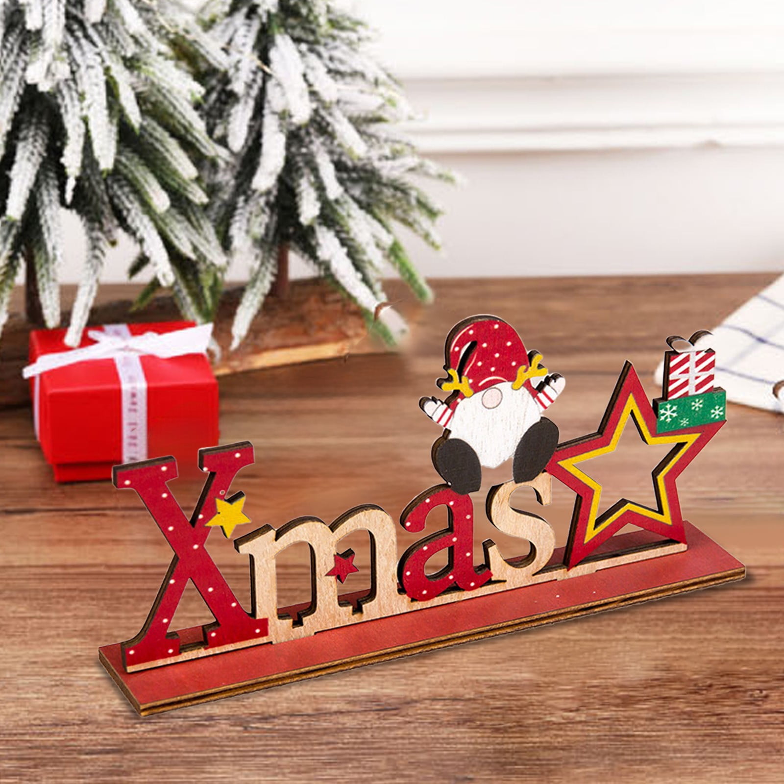 Christmas Ornament, DIY Alphabet Wooden Desktop Decor, Faceless Old Man ...