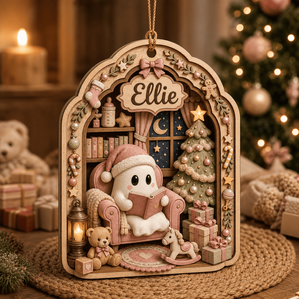 Christmas Ornament Ghost Book Nook Wood Hanging Keepsake for Book ...