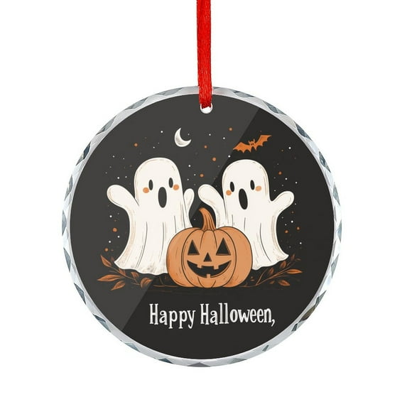 Christmas Ornament Ghost Pumpkin Happy Halloween Christmas Tree Glass Ornament Happy Halloween ...