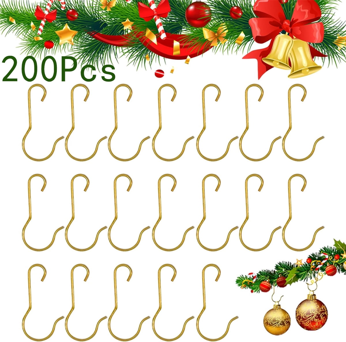 Christmas Ornament Hooks,Tutuviw 200 Pcs C Shaped Christmas Tree Hooks ...