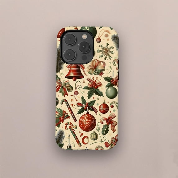 Christmas Ornament Phone Case Retro Bell Candy iPhone 17 to 11 Pro Max ...