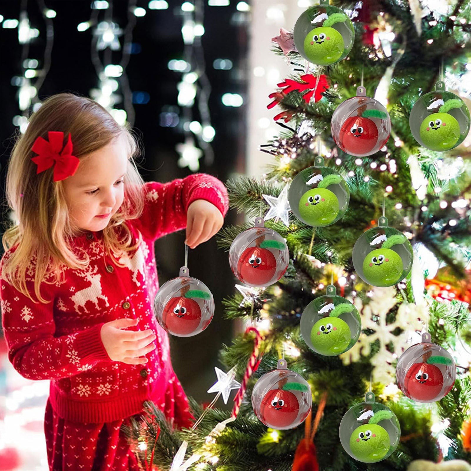 Christmas Ornament | Red & Green Hanging Ball Decoration | 5cm PVC ...