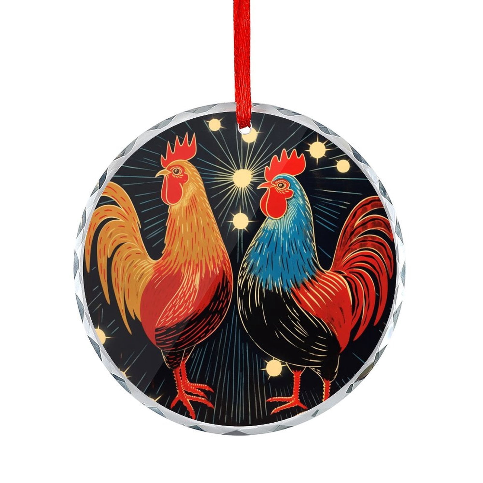 Christmas Ornament Roosters With Christmas Lights Crystal Ornament 2025 ...