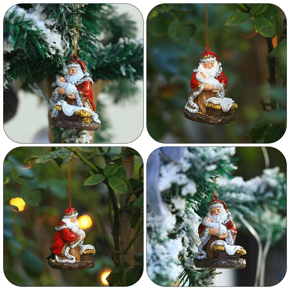 Christmas Ornament Santa Resin Tree Hanging Jesus Figure Sitting Statue ...