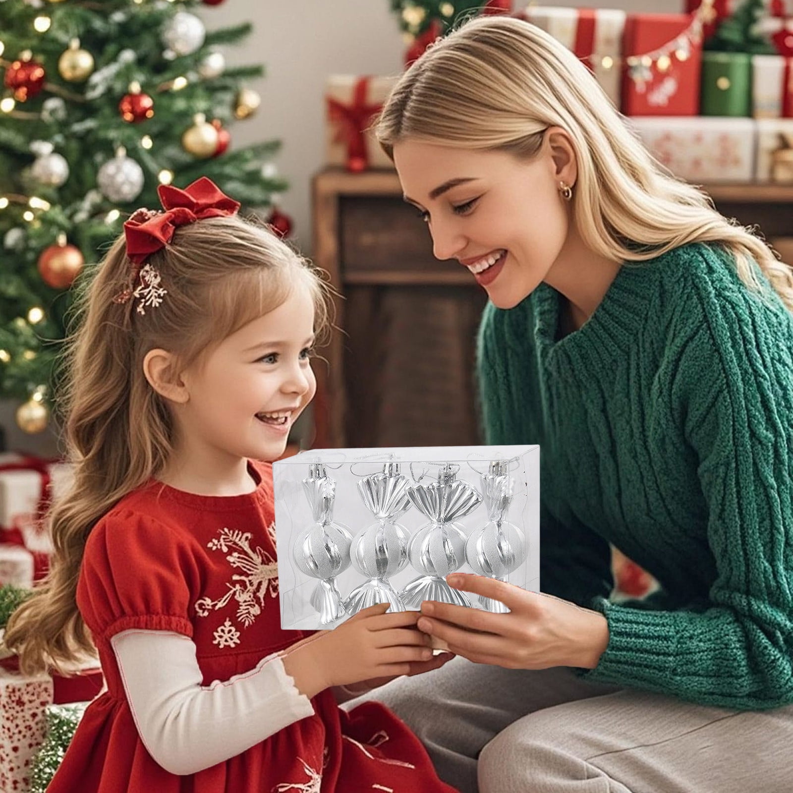 Christmas Ornament Set, Hanging Ball Decorations, Plastic Crafted ...