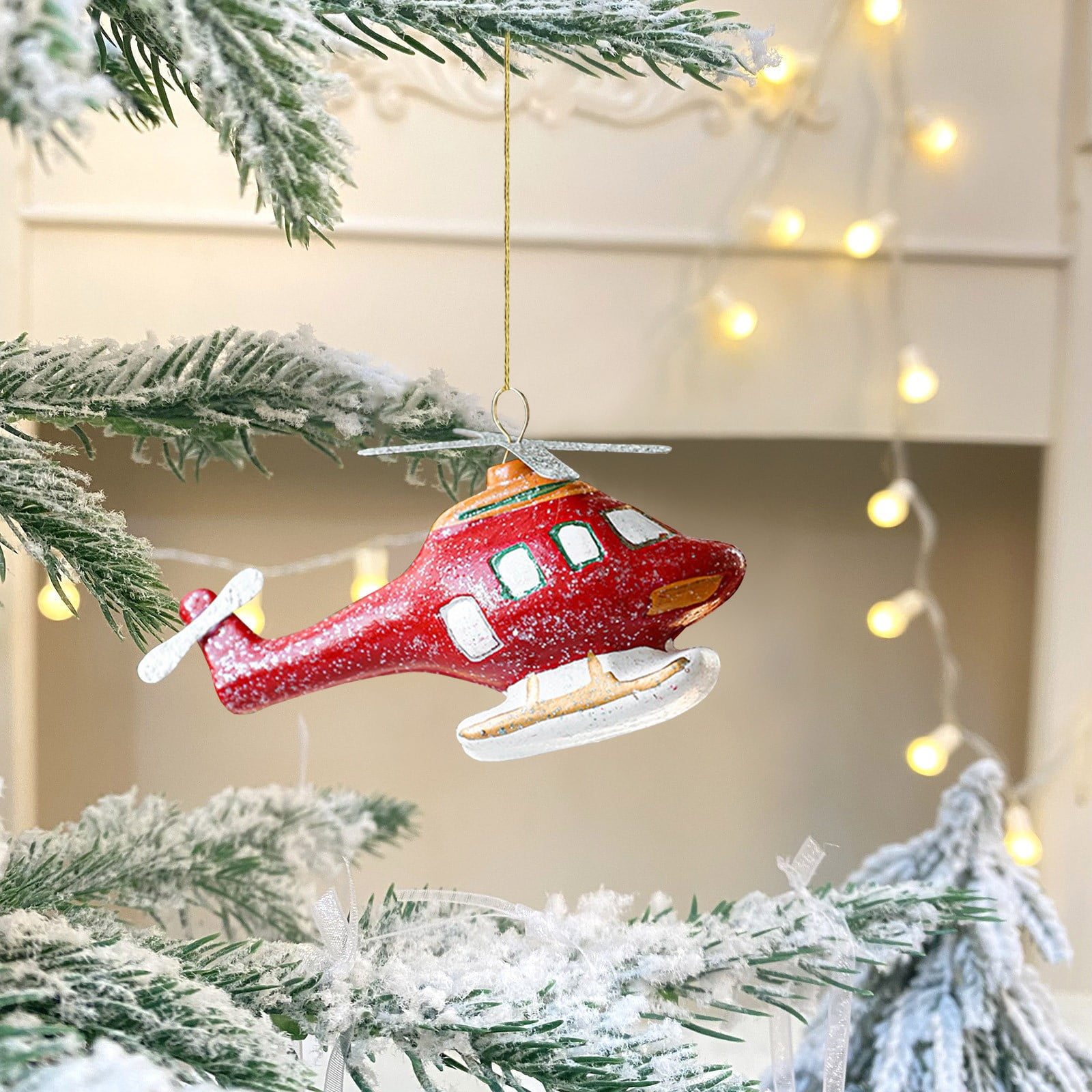 Christmas Ornament Shiny 3D Helicopter Christmas Hanging Pendants ...