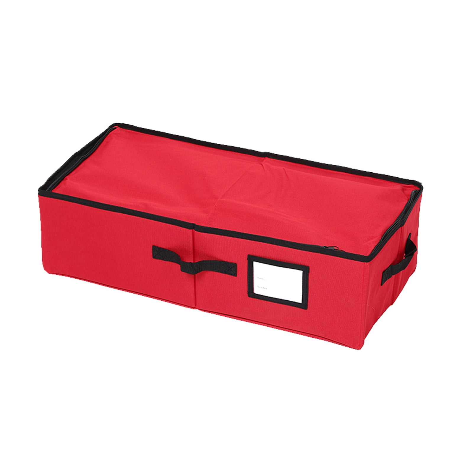 Christmas Ornament Storage Box with 4 Removable Trays and Dividers, Red ...