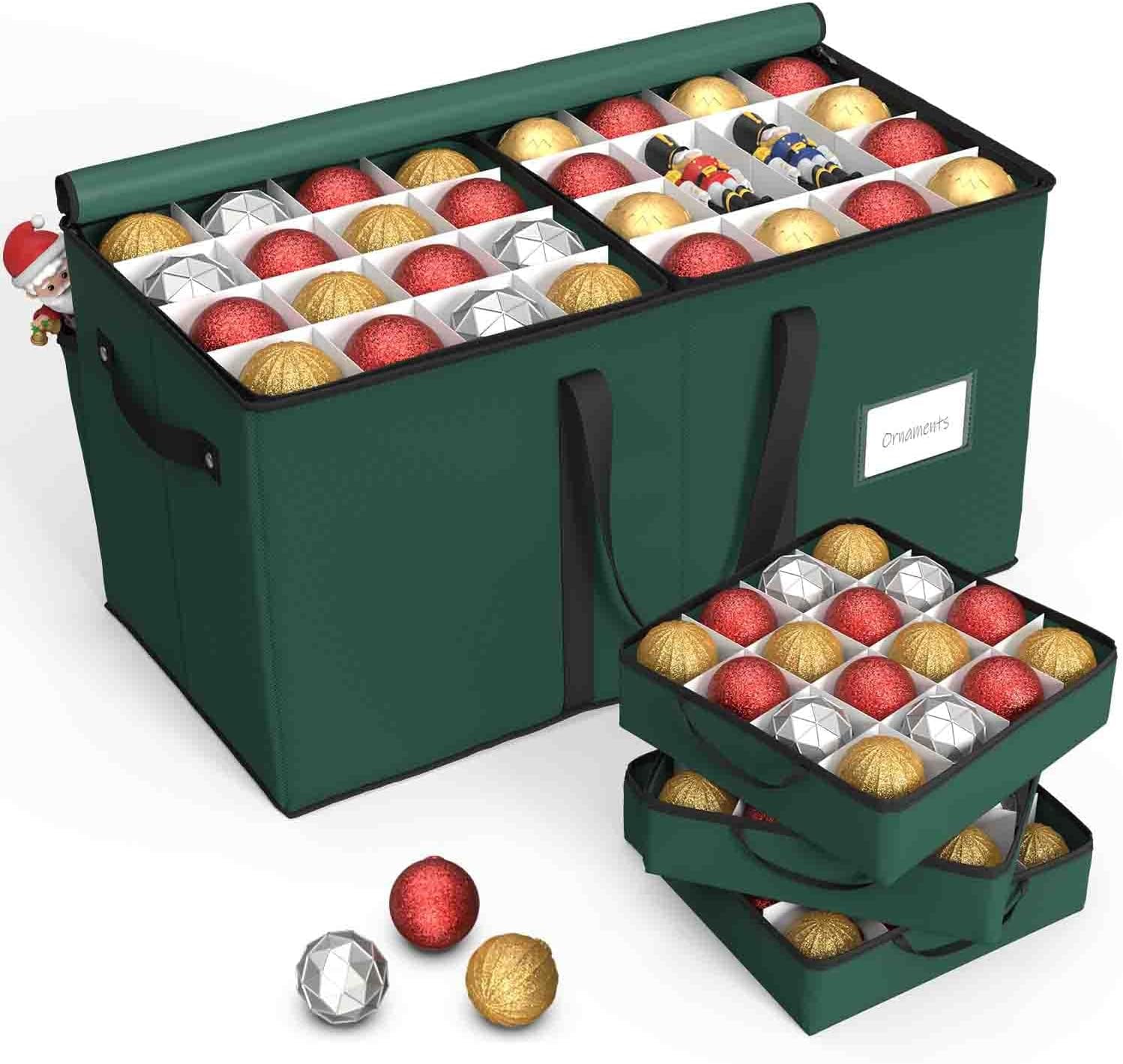 Christmas Ornament Storage Box with 8 Trays, Fits 128 Holiday Ornament ...