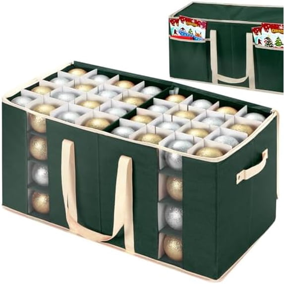 Christmas Ornament Storage Box with Adjustable Dividers,Christmas ...