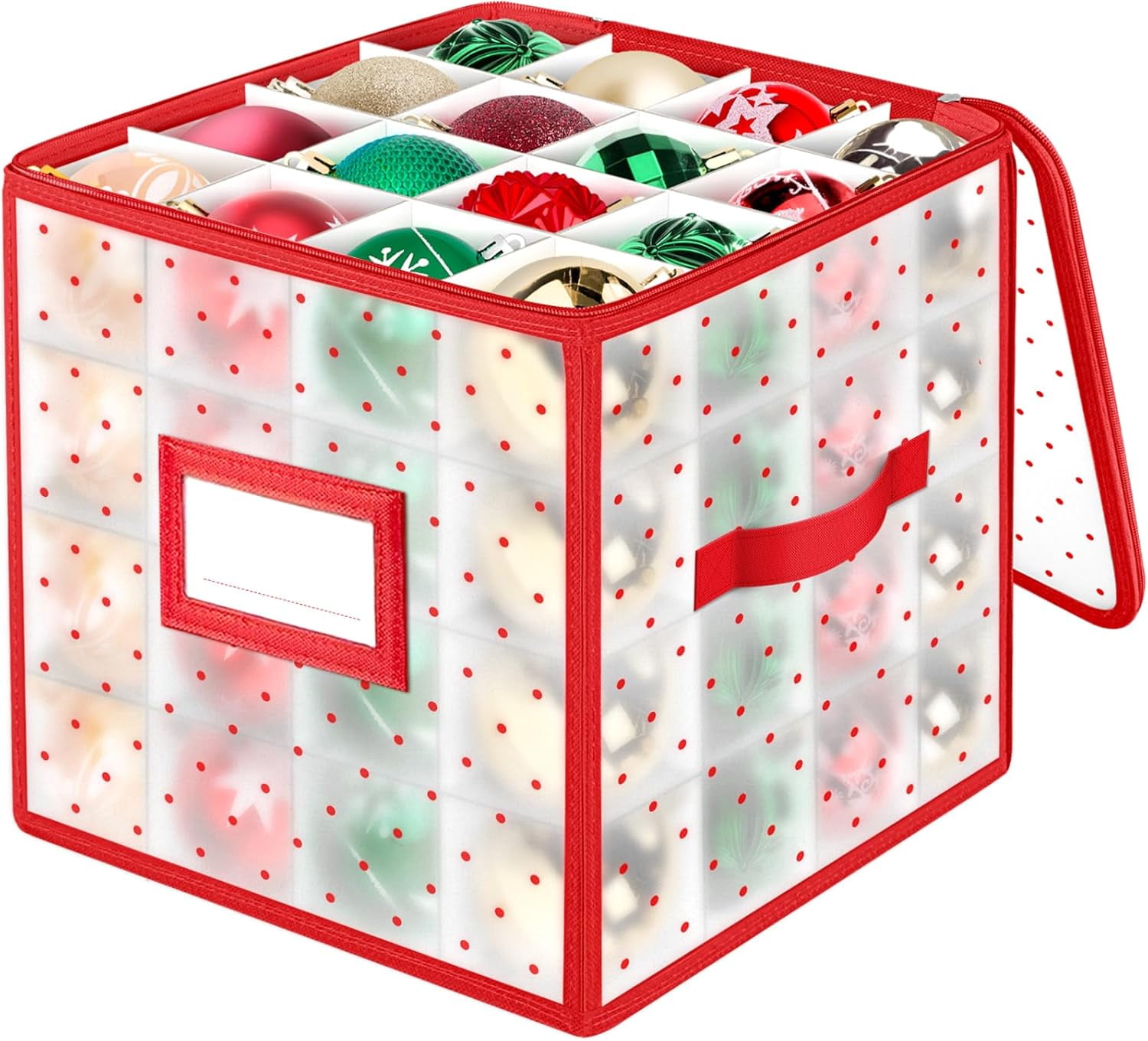 Christmas Ornament Storage Box with Adjustable Dividers, Store up to 64 ...