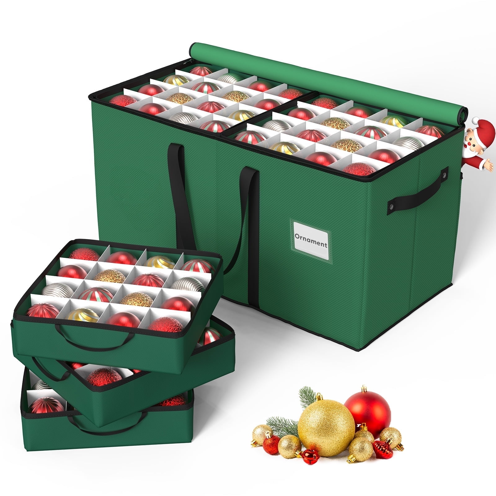 Christmas Ornament Storage Box with 8 Trays, Holds 128 3-inch Ornaments ...