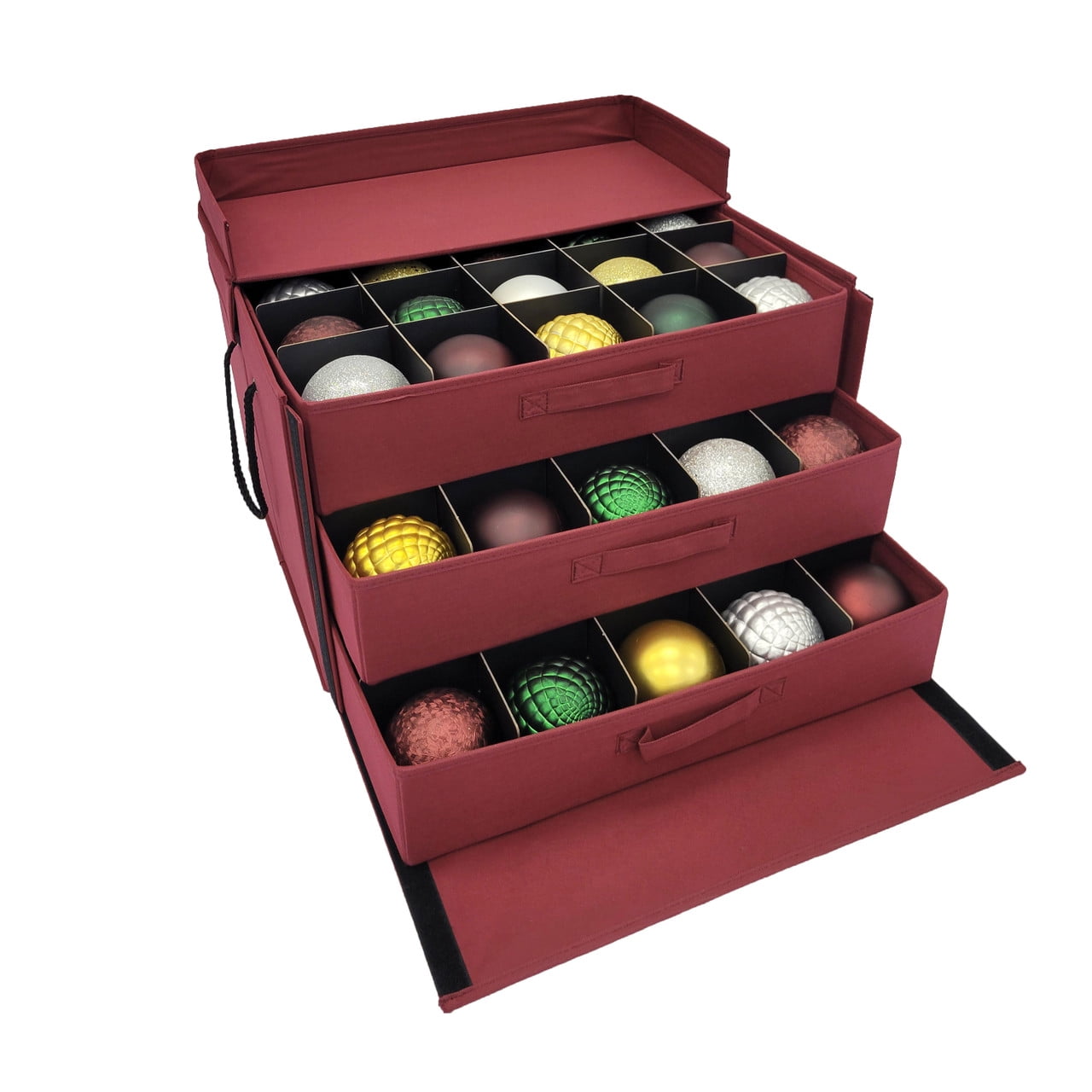 Christmas Ornament Storage Box with 3 Trays, Adjustable Acid-Free ...