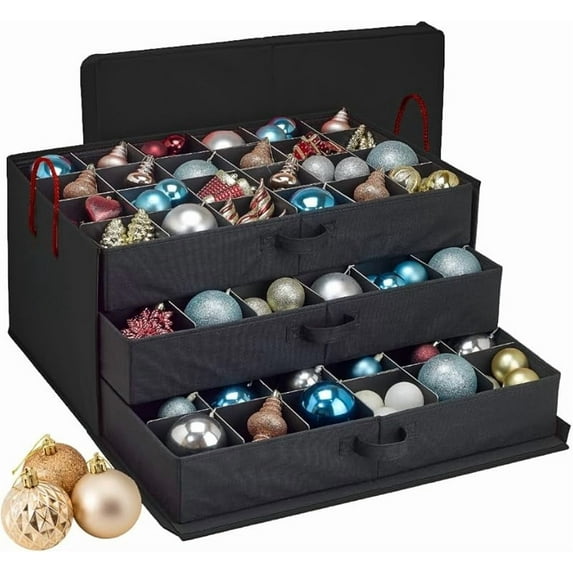 Christmas Ornament Storage Box with Dividers, Holds Up to 72 Ornaments ...